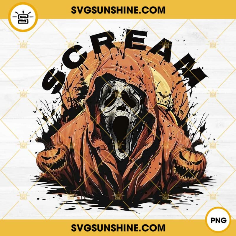 Ghostface Scream PNG, Pumpkin Halloween Horror PNG Sublimation