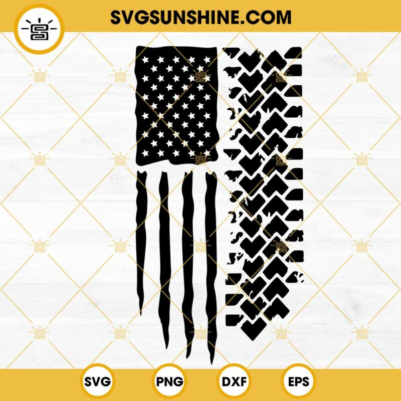 American Flag Tires Tracks 4x4 SVG, Patriotic Off Road SVG PNG DXF EPS