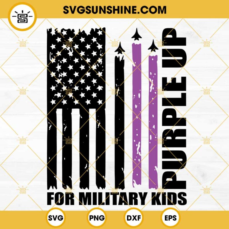 Purple Up For Military Kids SVG, American Flag SVG, Children Month SVG ...