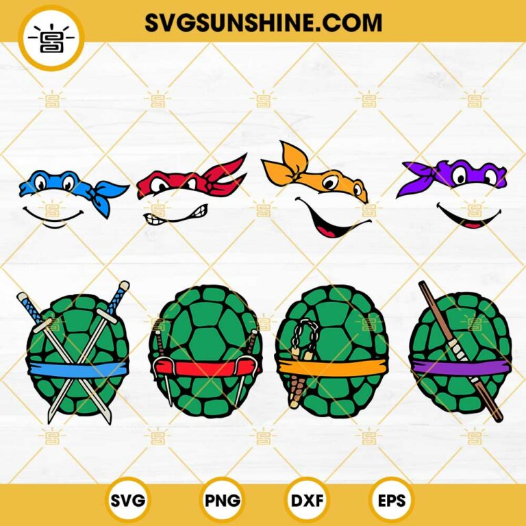 Ninja Turtles Face Mask And Shell SVG Bundle, Teenage Mutant Ninja ...