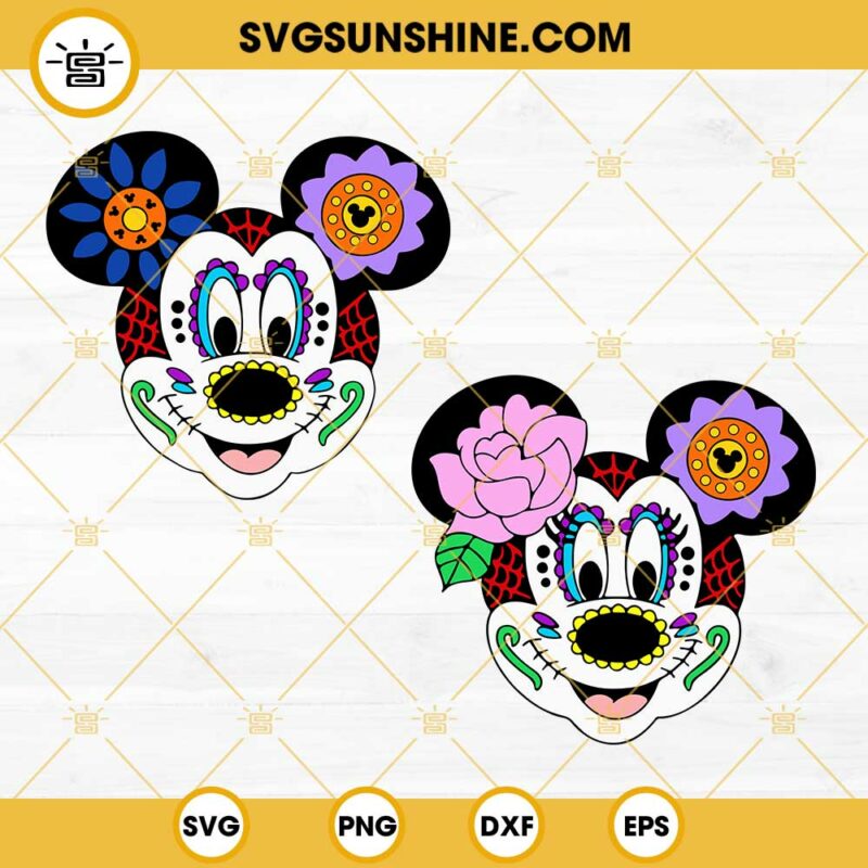 Mickey Minnie Mouse Sugar Skull SVG, Halloween SVG, Mickey Day Of The ...