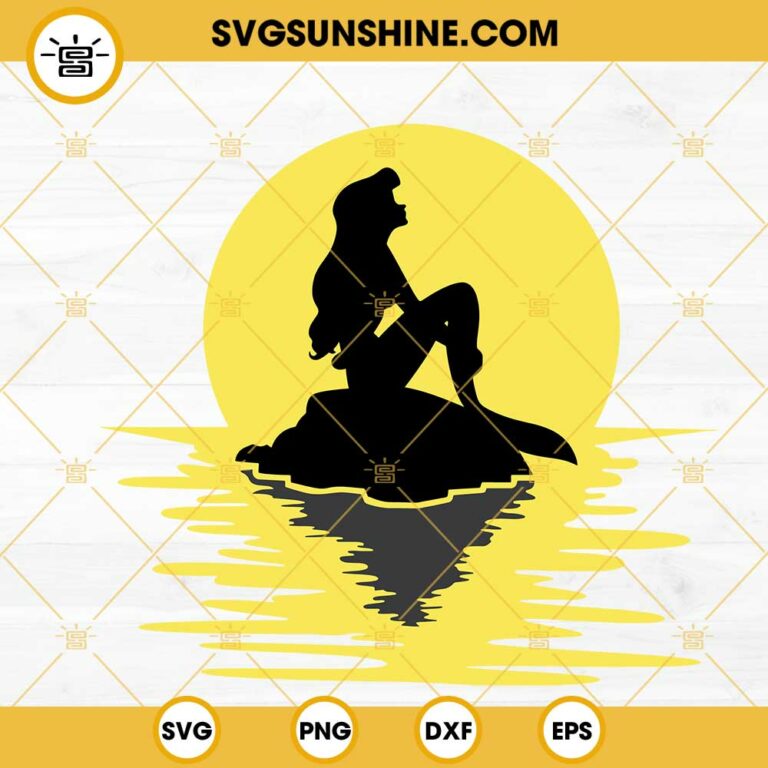 Ariel SVG, Princess Sitting Under The Moon SVG, The Little Mermaid SVG ...
