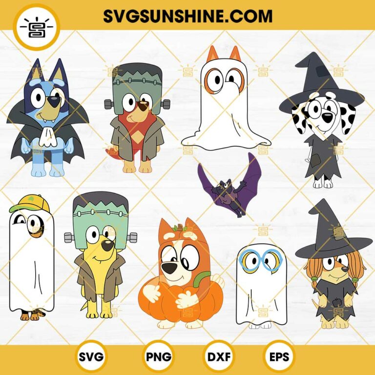 Bluey Friends Halloween SVG Bundle, Bluey Witch SVG, Vampire Bluey SVG ...