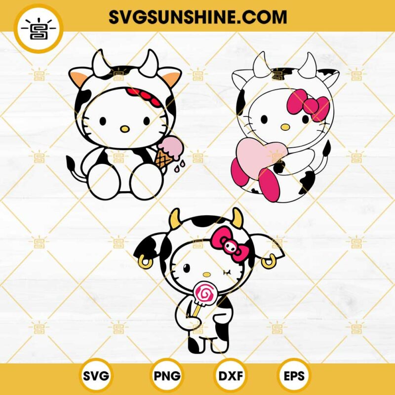 Hello Kitty Cow SVG Bundle, Kawaii Kitty SVG, Funny Sanrio Kitty Cat ...