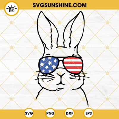Rabbit American Flag Sunglasses SVG, Patriotic Animals SVG, Bunny 4th ...