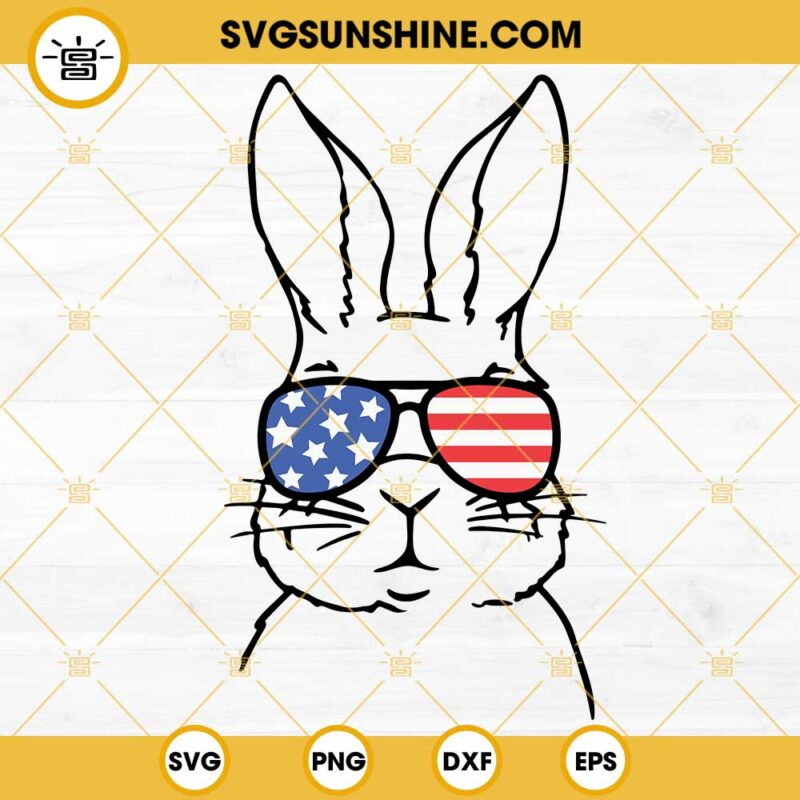 Rabbit American Flag Sunglasses SVG, Patriotic Animals SVG, Bunny 4th ...