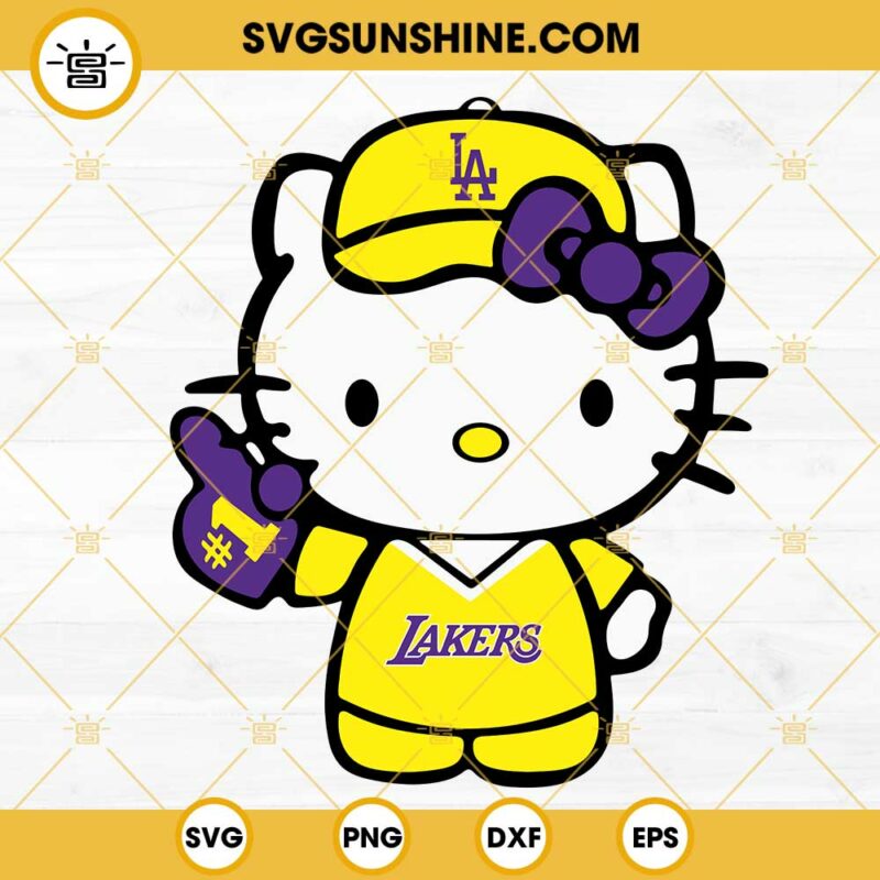 Hello Kitty Los Angeles Lakers Basketball SVG, Kitty Cat Lakers SVG PNG ...