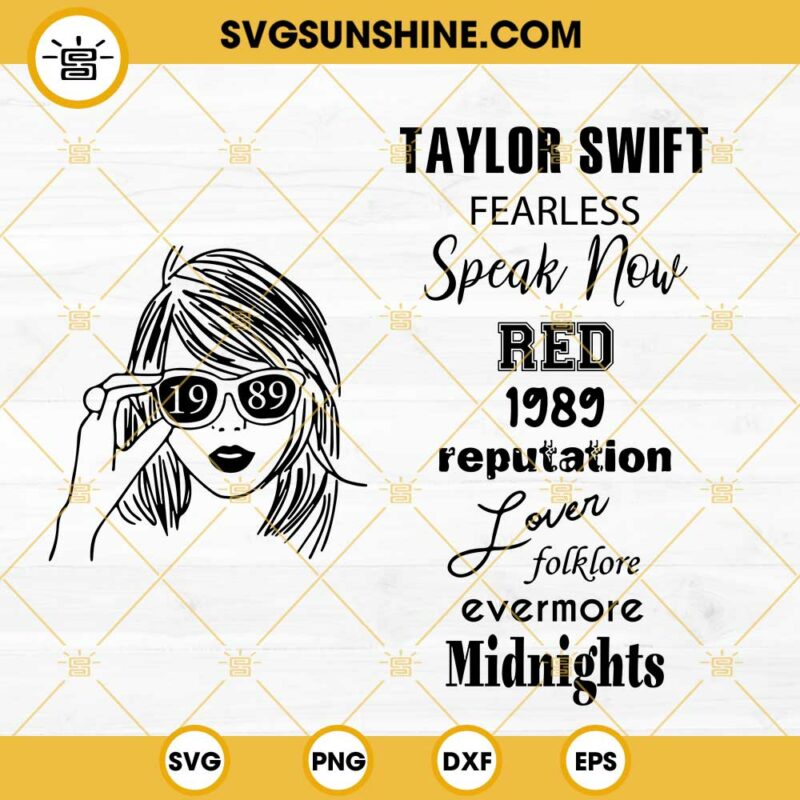 Taylor Swift Album SVG, Midnights Album SVG, Speak Now SVG, Reputation ...