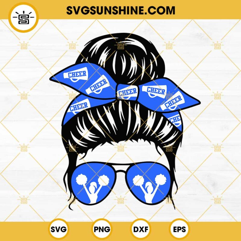 Cheer Mom Messy Bun SVG, Cheerleader SVG PNG DXF EPS Cricut