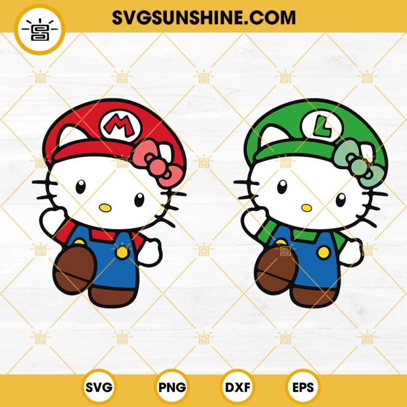 Hello Kitty Mario And Luigi SVG, Kitty Cat Mario Bros SVG PNG DXF EPS ...