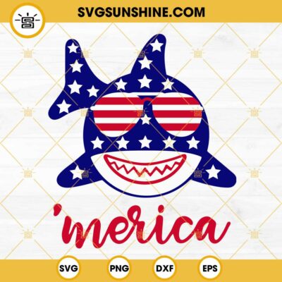 Merica Shark SVG, Shark US Flag Sunglasses SVG, July 4th SVG, Happy USA ...