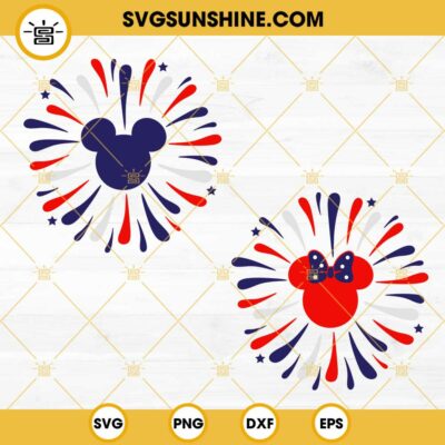 Mickey Minnie Mouse Head Fireworks SVG, 4th Of July Disney SVG, Magic ...