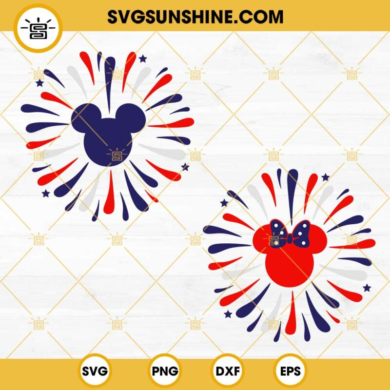 Mickey Minnie Mouse Head Fireworks SVG, 4th Of July Disney SVG, Magic ...