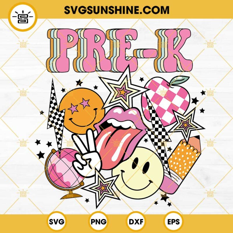 Pre K SVG, Kindergarten SVG, Retro Groovy SVG, First Day Of School SVG ...