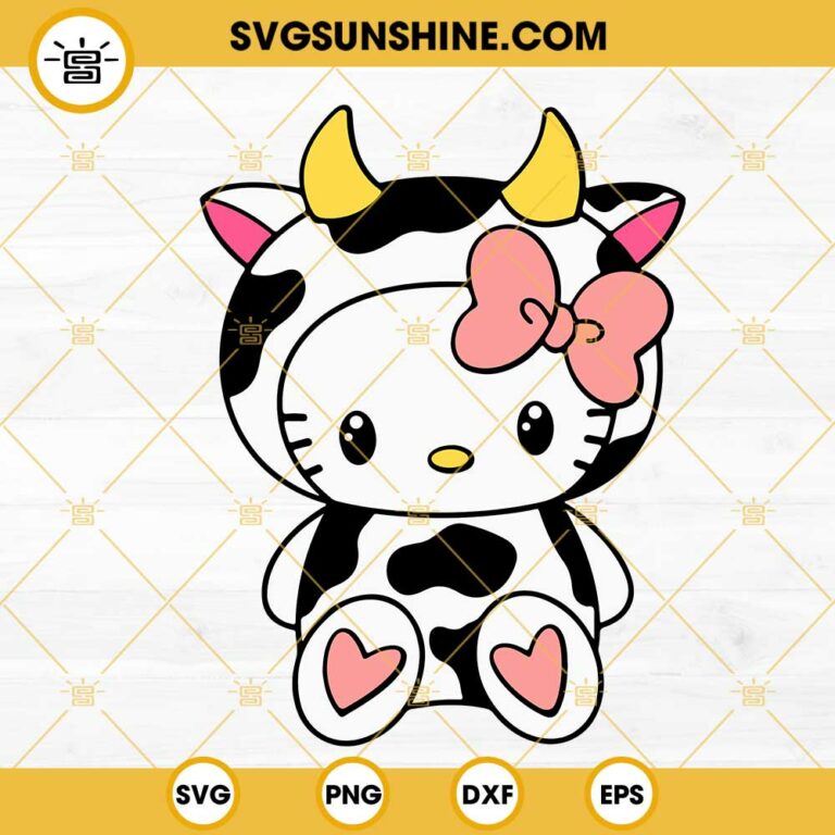 Hello Kitty Cow SVG, Funny Sanrio Kitty Cat SVG PNG DXF EPS Digital ...