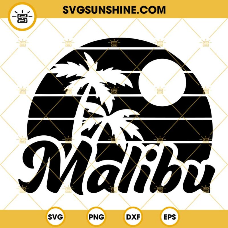 Malibu SVG, Sunset SVG, Palm Trees SVG, California Beach SVG PNG DXF EPS