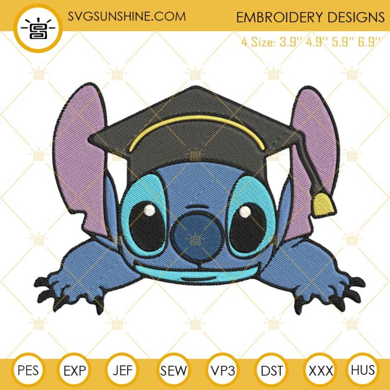 Stitch Graduation Cap Embroidery Designs, Disney Stitch Senior Class ...