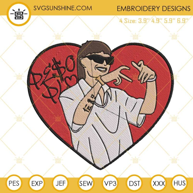 Peso Pluma Heart Embroidery File, Peso Pluma Love Embroidery Design