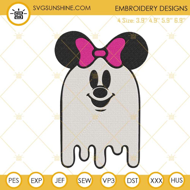 Cute Minnie Ghost Machine Embroidery Design, Funny Disney Mouse ...