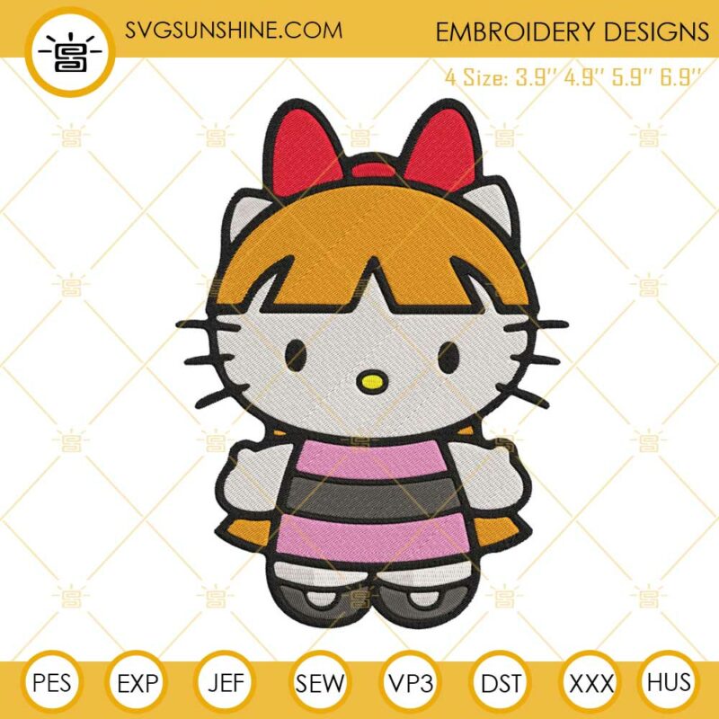 Hello Kitty Blossom Powerpuff Girl Embroidery Design Files