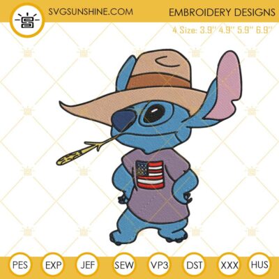 Stitch Cowboy Embroidery Design, Disney Stitch Country Western ...