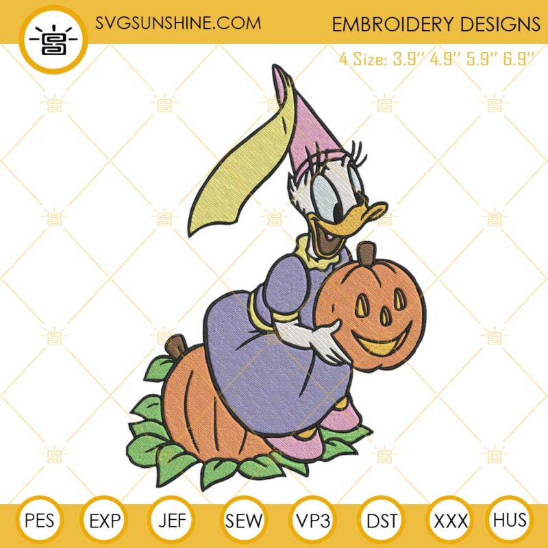 Daisy Duck With Pumpkin Embroidery Designs, Disney Duck Halloween ...