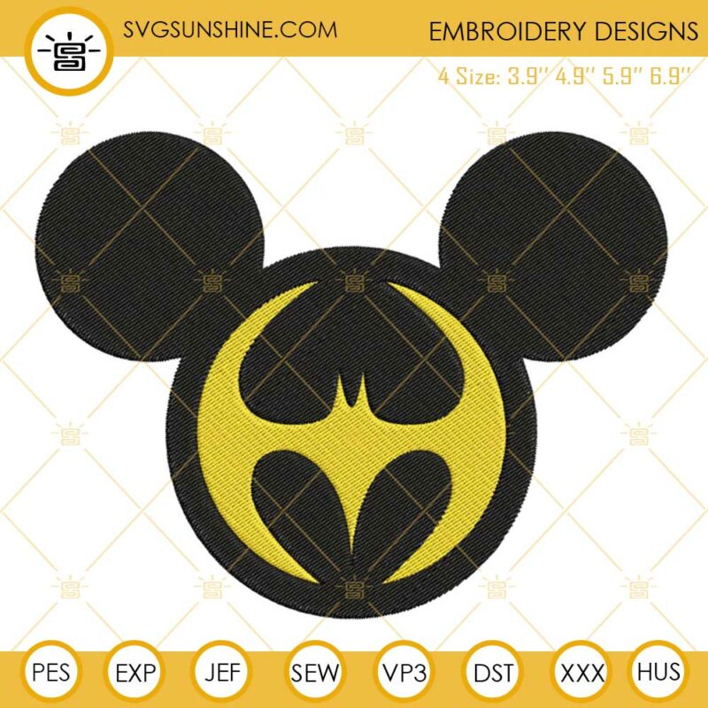 Mickey Head Battman Machine Embroidery Designs, Mickey Superhero ...