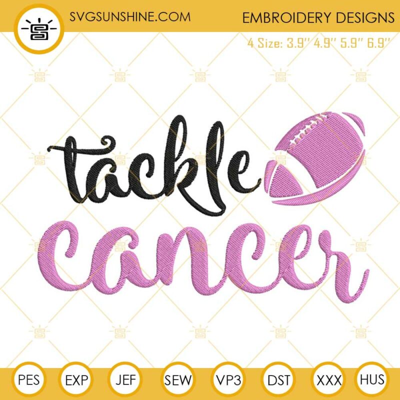 Tackle Cancer Embroidery Design, Breast Cancer Awareness Football ...