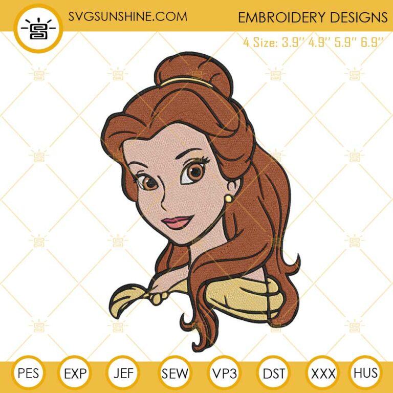 Belle Princess Embroidery Designs, Disney Beauty And The Beast Princess ...