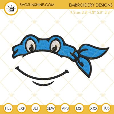 Leonardo Ninja Turtle Mask Embroidery Files, TMNT Embroidery Files