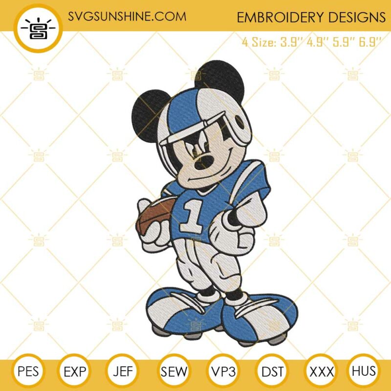 Mickey Football Embroidery Files, Disney Mouse Football Embroidery Files