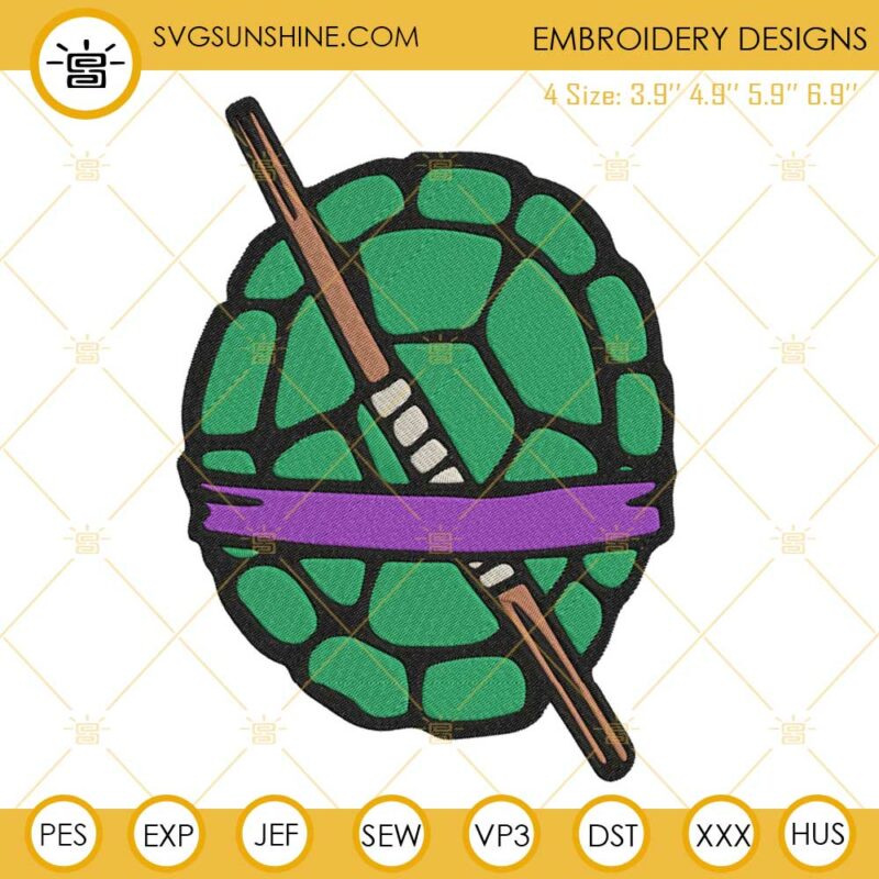 Ninja Turtle Donatello Shell Embroidery Designs, TMNT Yellow Purple ...