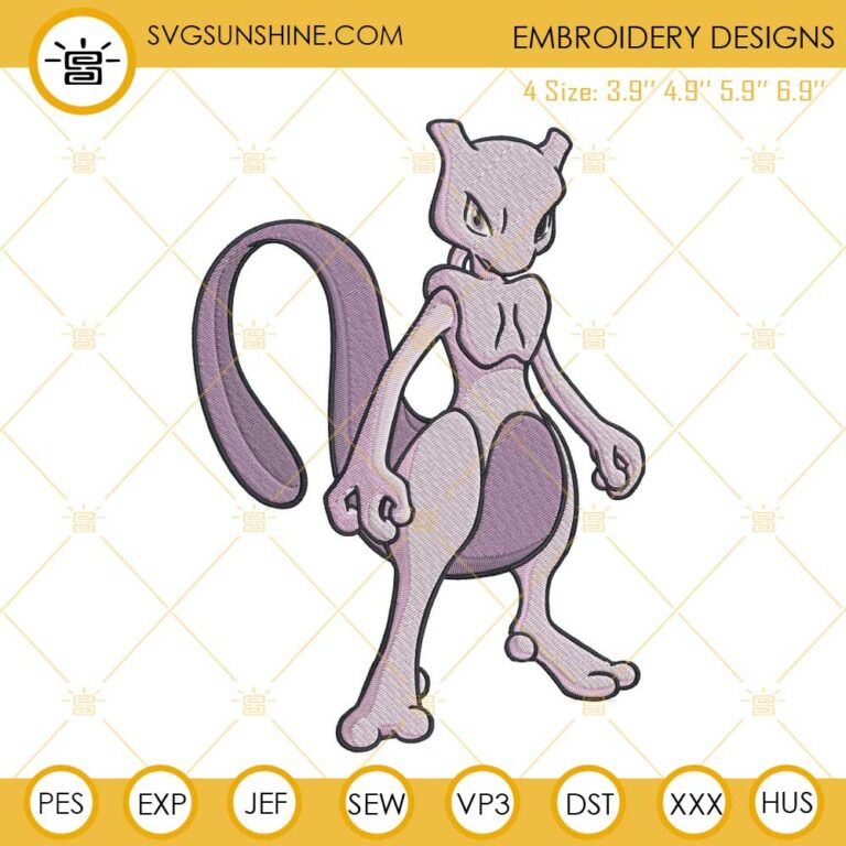 Mewtwo Pokemon Machine Embroidery Designs