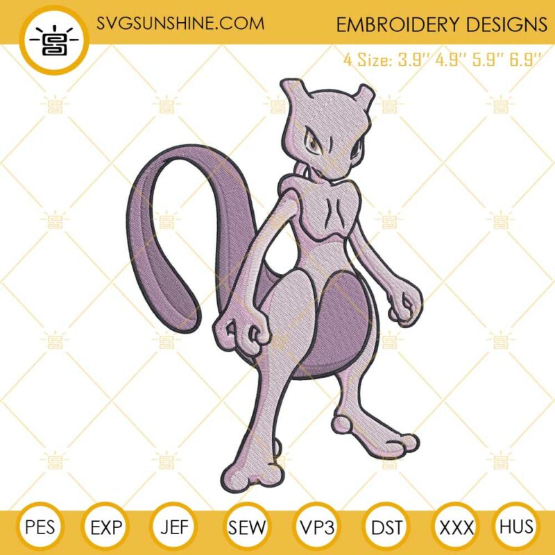 Mewtwo Pokemon Machine Embroidery Designs