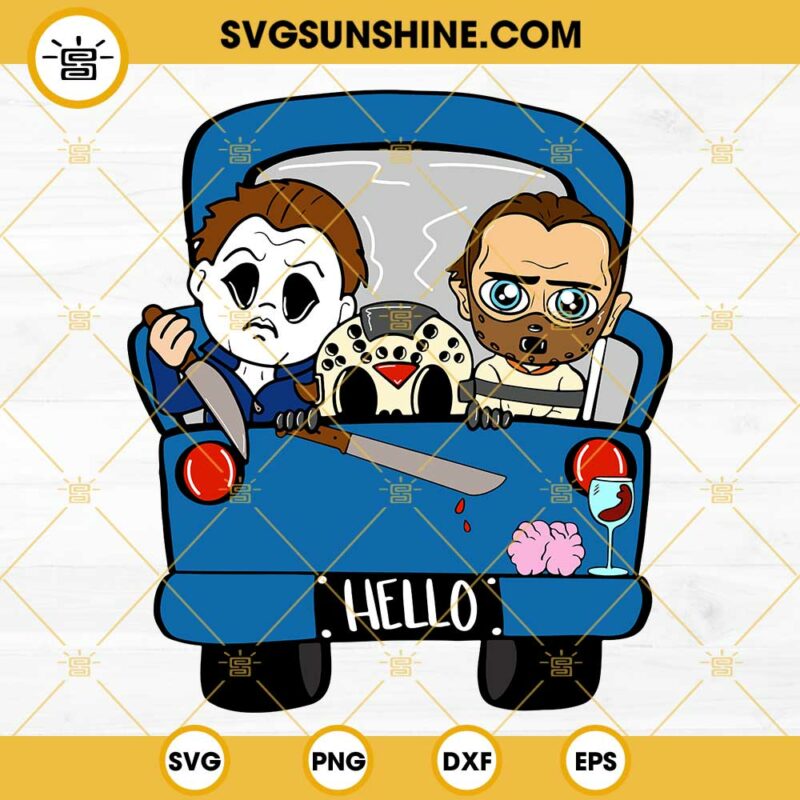Horror Characters Truck SVG, Scary Movie Killers SVG, Halloween SVG PNG ...
