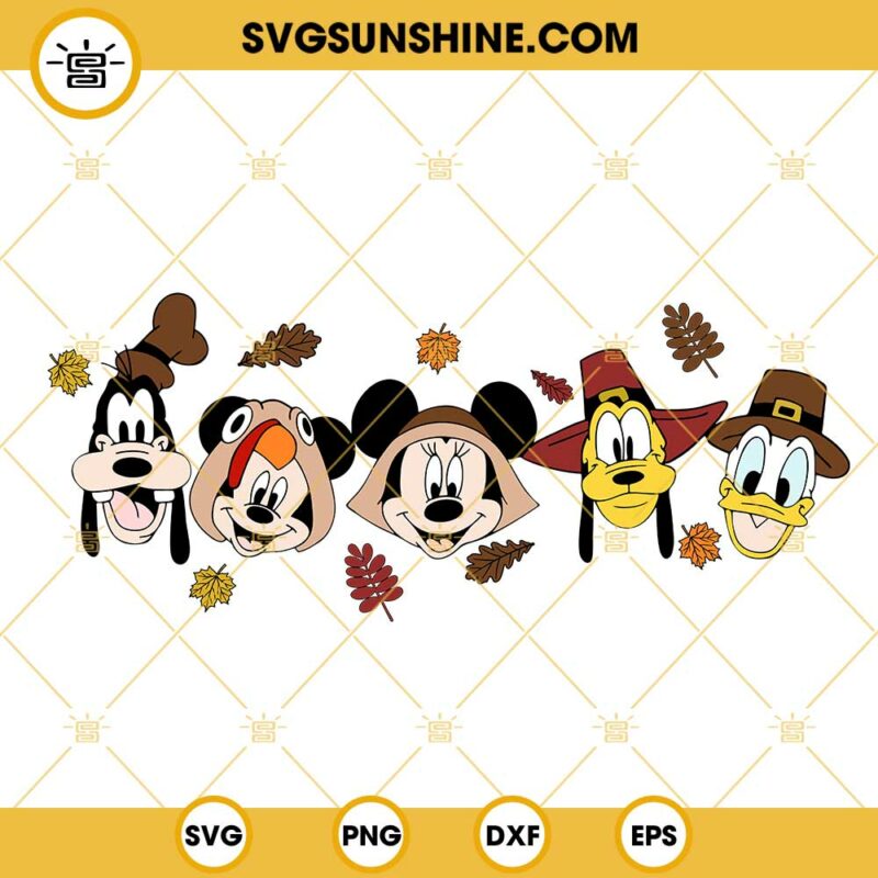 Mickey Mouse Thanksgiving Pilgrim SVG PNG DXF EPS Cricut Silhouette ...