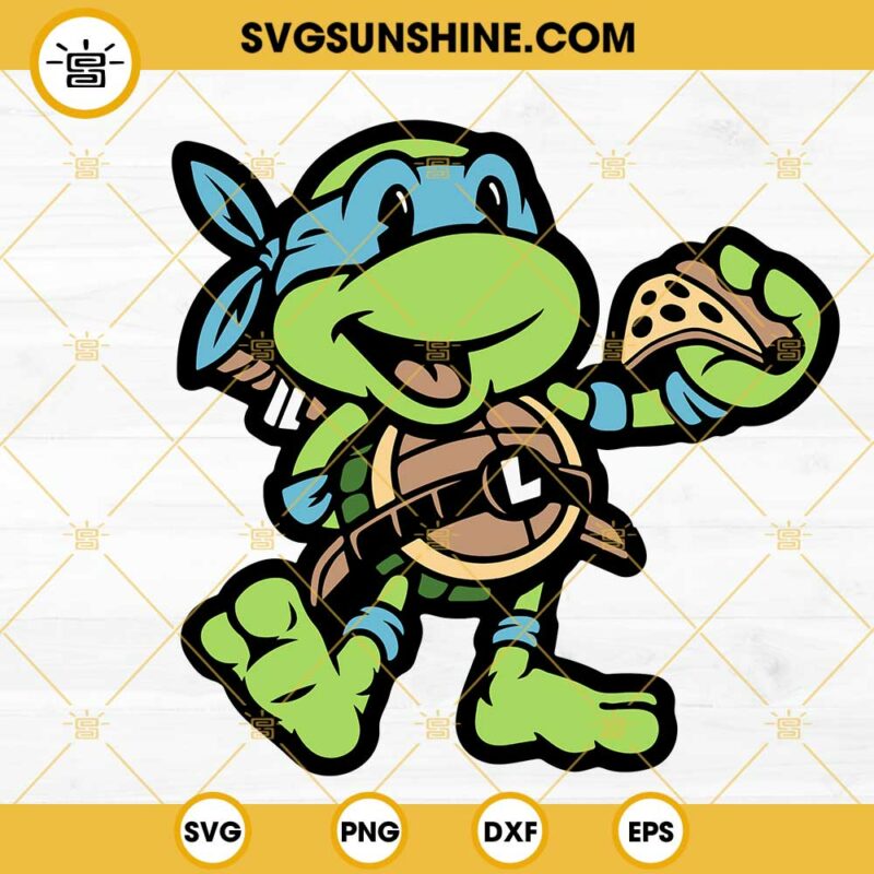 Leo Ninja Turtle Pizza SVG, TMNT Leonardo SVG PNG DXF EPS Cut Files