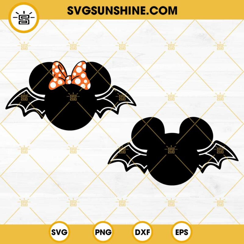 Mickey Minnie Bat Halloween SVG, Disney Mouse Head Halloween SVG PNG ...