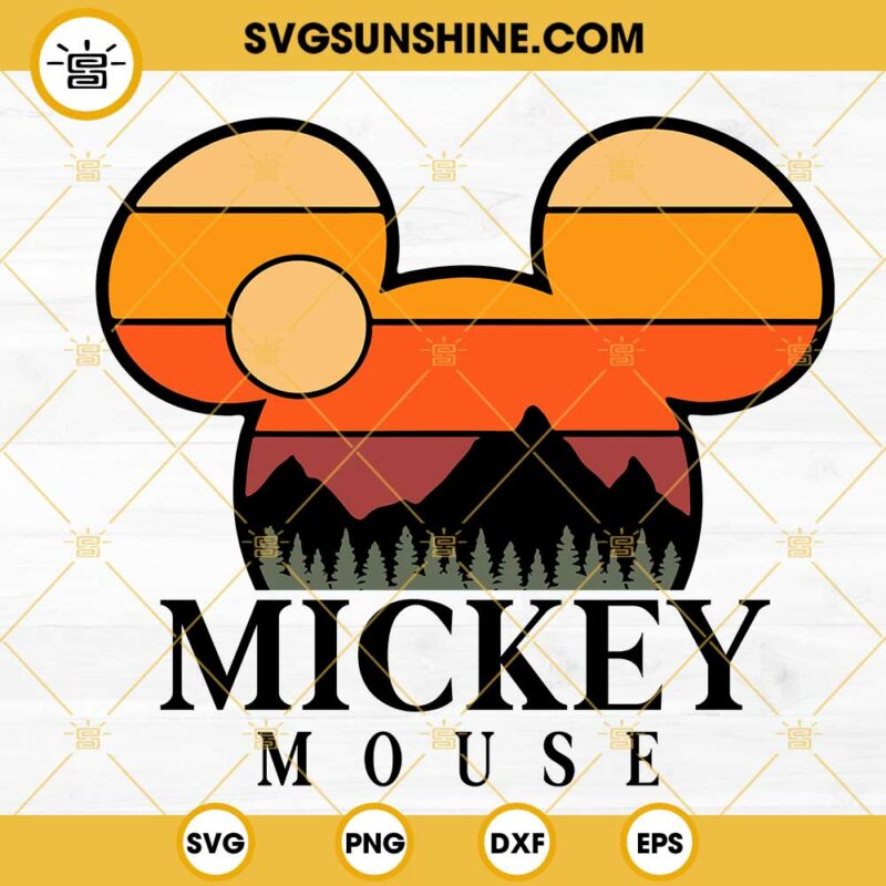 Mickey Mouse Sunset Mountain SVG, Mouse Head SVG, Disney Family ...