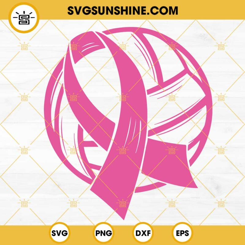 Volleyball Pink Ribbon SVG, Cancer Support SVG, Breast Cancer Awareness ...