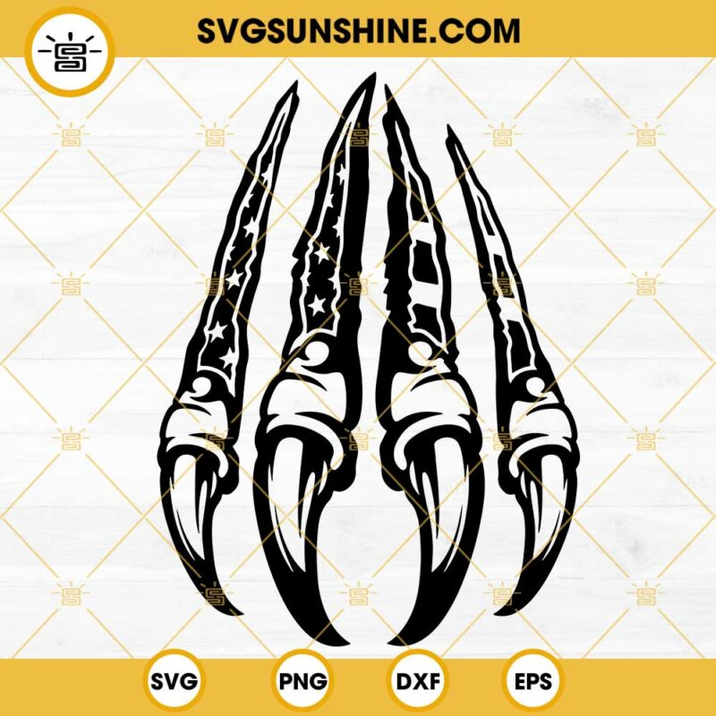 American Flag Claw Scratch SVG, Bear Claws Scratch SVG, Patriotic Bear SVG PNG DXF EPS Files