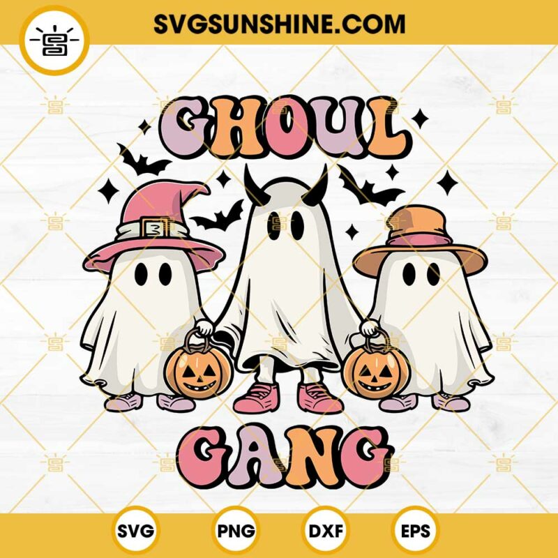 Ghoul Gang SVG, Cute Ghosts Halloween SVG, Retro Funny Halloween SVG ...