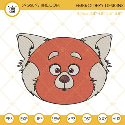 Meilin Lee Red Panda Face Embroidery Designs, Turning Red Panda ...