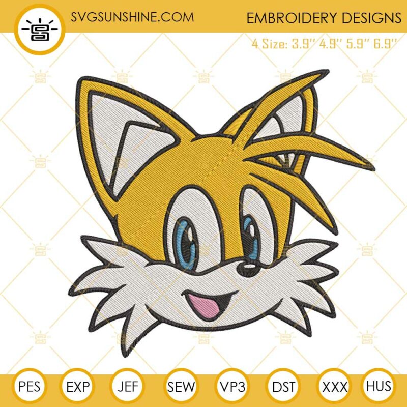 Tails Sonic Head Embroidery Designs, Sonic Fox Tails Embroidery Pattern ...