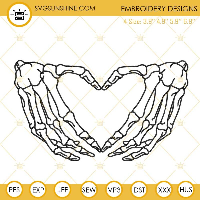 Skeleton Hand Heart Machine Embroidery Designs, Funny Skeleton ...