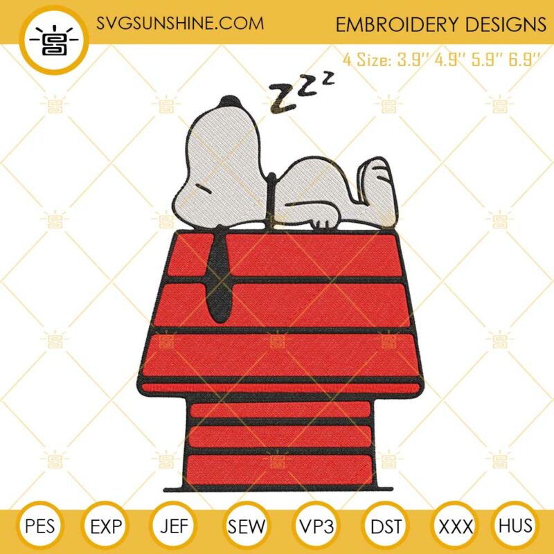 Snoopy Sleeping On House Machine Embroidery Designs, Cute Snoopy ...
