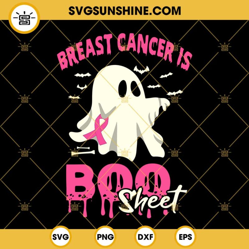 Breast Cancer Is Boo Sheet SVG, Ghost Pink Ribbon SVG, Halloween Breast ...