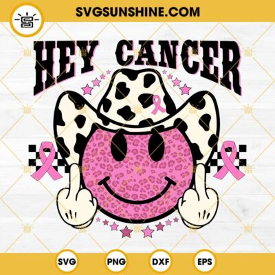 Fuck Cancer SVG, Western Breast Cancer Awareness SVG, Cowboy Hat Smiley ...