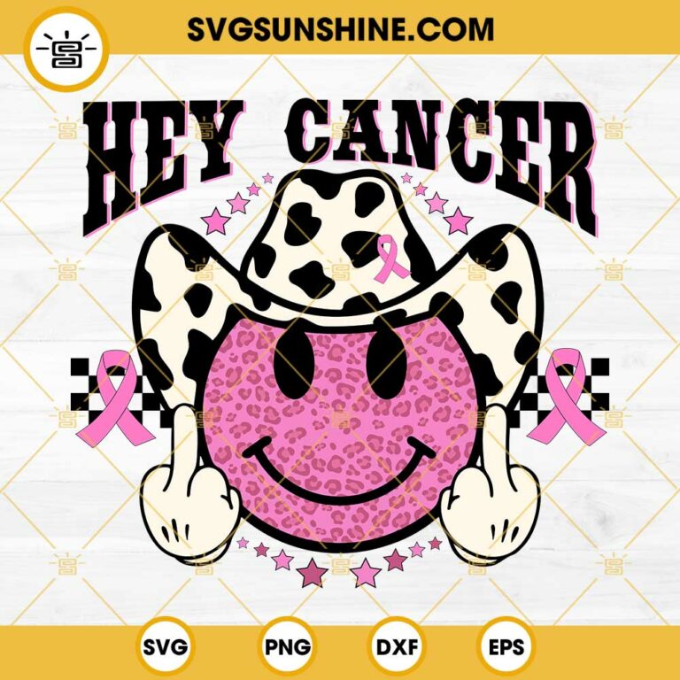 Fuck Cancer SVG, Western Breast Cancer Awareness SVG, Cowboy Hat Smiley ...