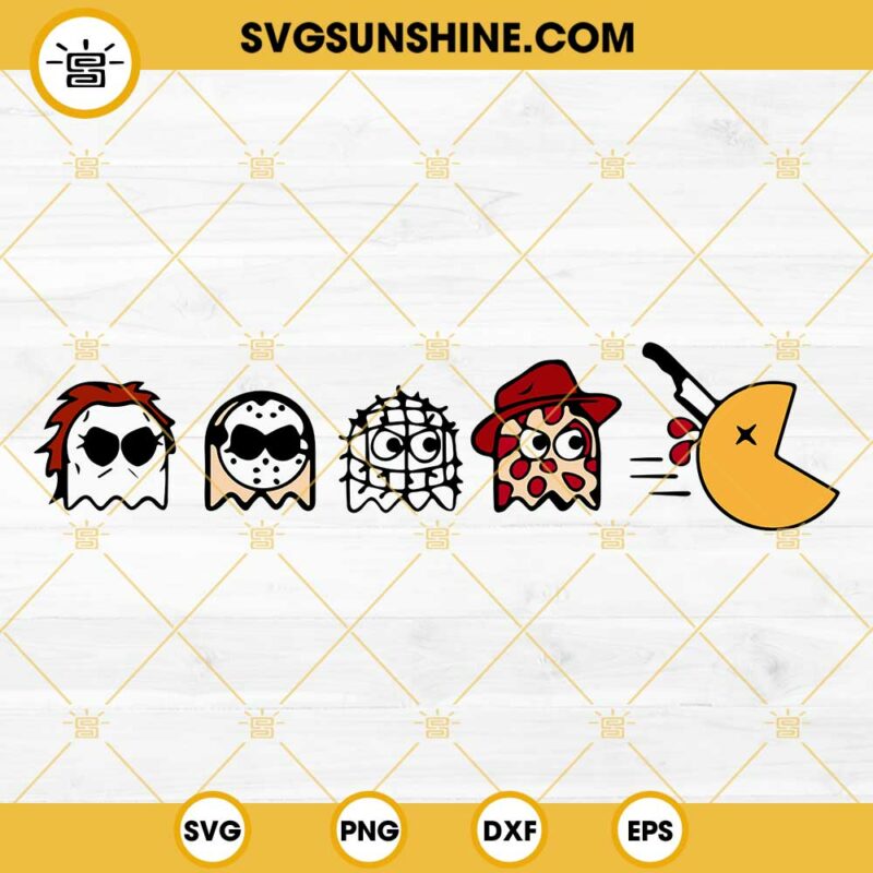 Halloween Characters Pacman SVG, Horror Character Pacman SVG, Halloween SVG